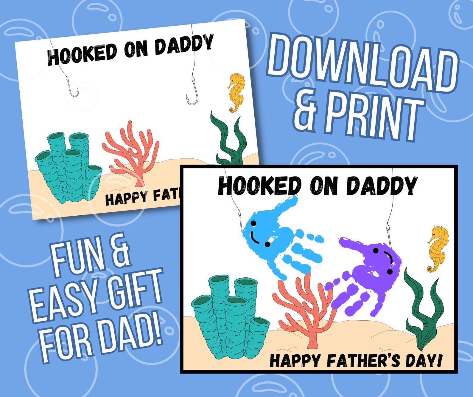 Hooked on Daddy Printable - Download Print - Daddy - Father's Day ...