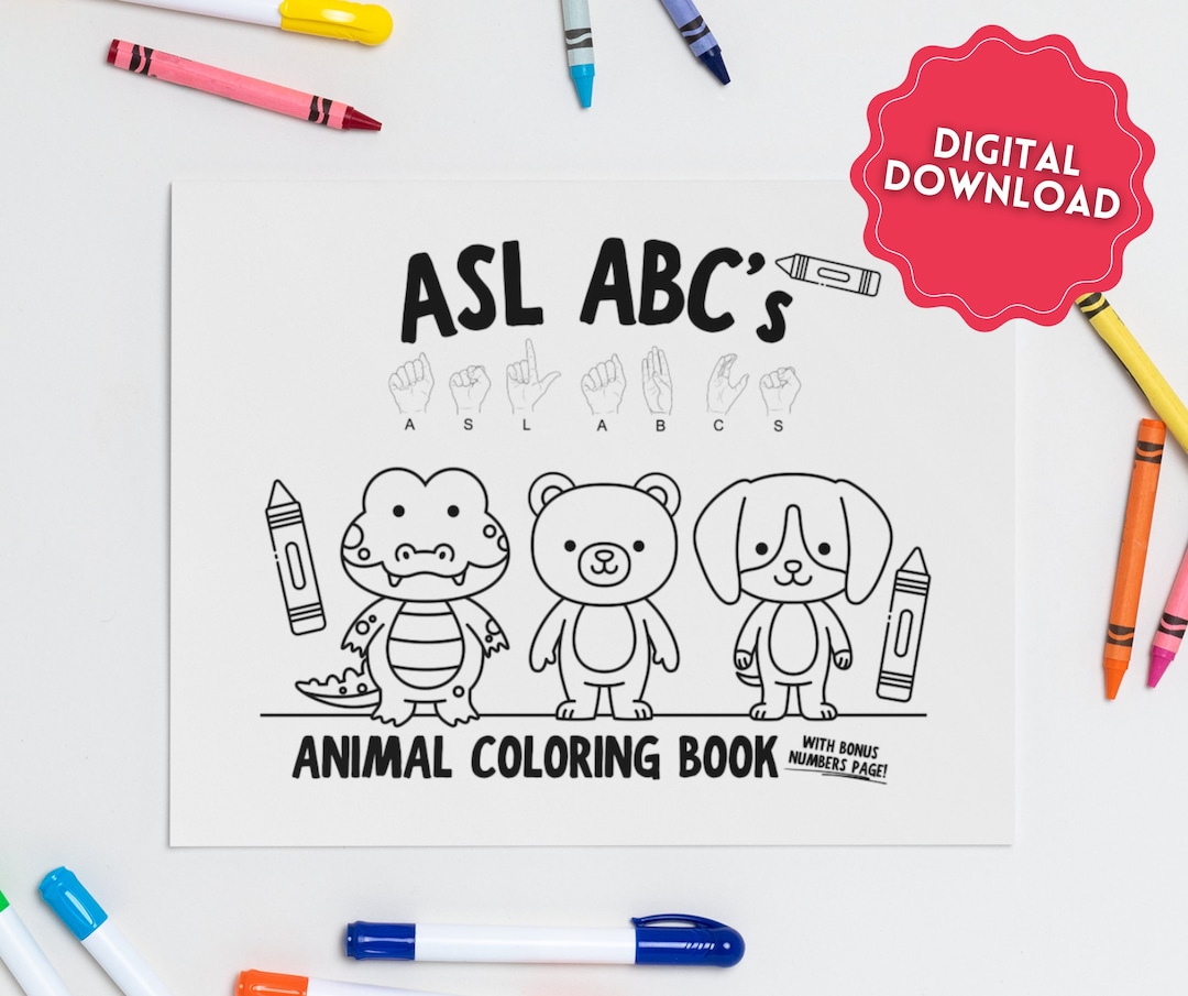 ASL Abc's Coloring Book - Digital Download - Kid's Coloring Books ...
