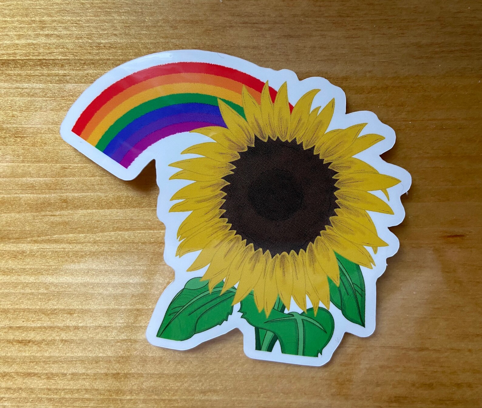 Sunflower and Rainbow Vinyl Sticker Vinyl Sticker Stickers - Etsy