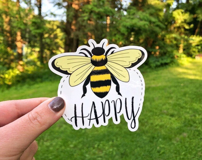 Bee Happy Vinyl Sticker Stickers for Hydroflask Laptop | Etsy