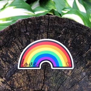 Rainbow Love Vinyl Sticker | Waterproof Pride LGBTQ+ Decal - Etsy
