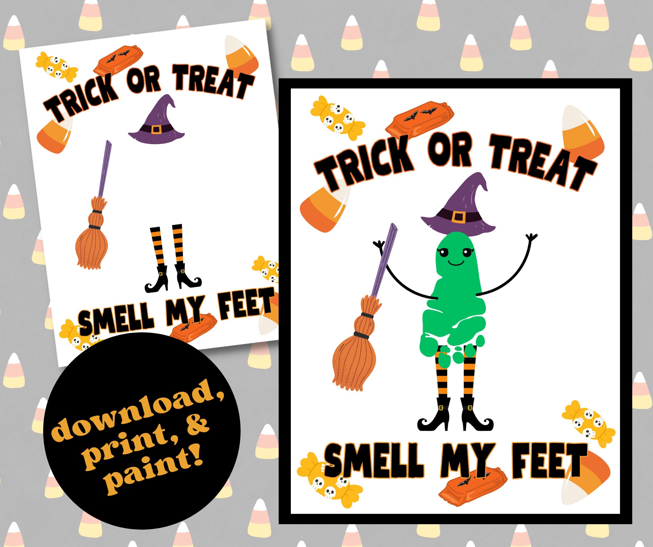 Halloween Footprint Witch Craft – Kids DIY Art (digital Download) - Etsy