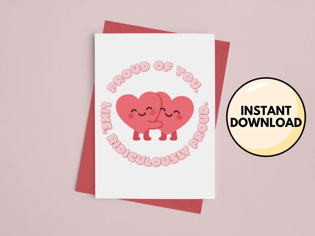 Proud of You Card | Hearts Congratulations (digital Download 5x7in PNG ...