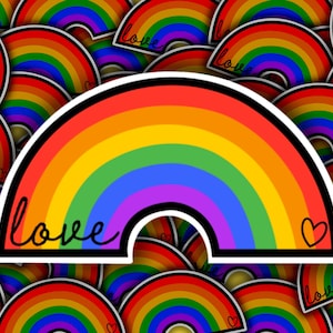 Rainbow Love Vinyl Sticker | Waterproof Pride LGBTQ+ Decal - Etsy