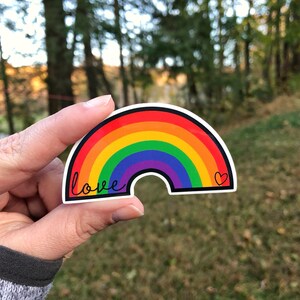 Rainbow Love Vinyl Sticker | Waterproof Pride LGBTQ+ Decal - Etsy