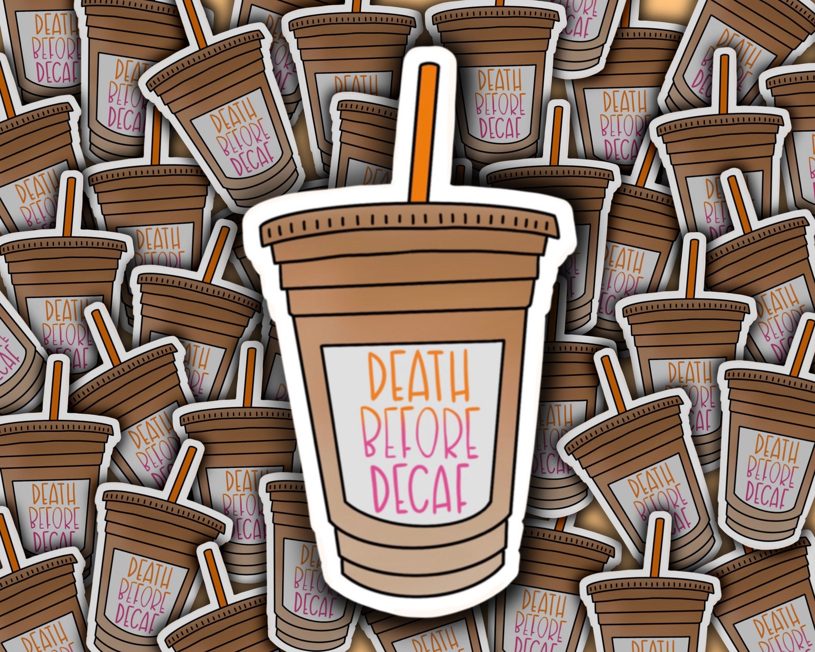 Death Before Decaf Vinyl Sticker Stickers for Hydroflask | Etsy