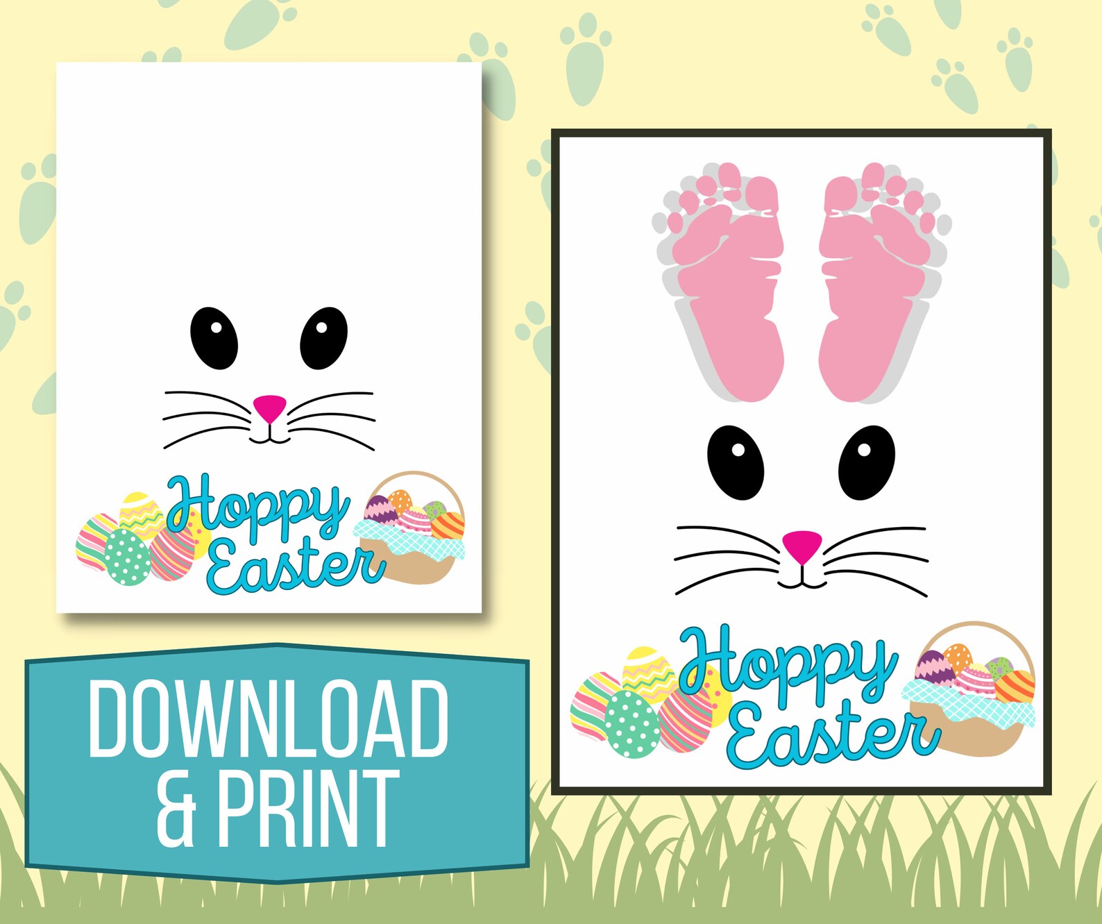 Hoppy Easter Printable Download Print Easter Bunny Kids - Etsy