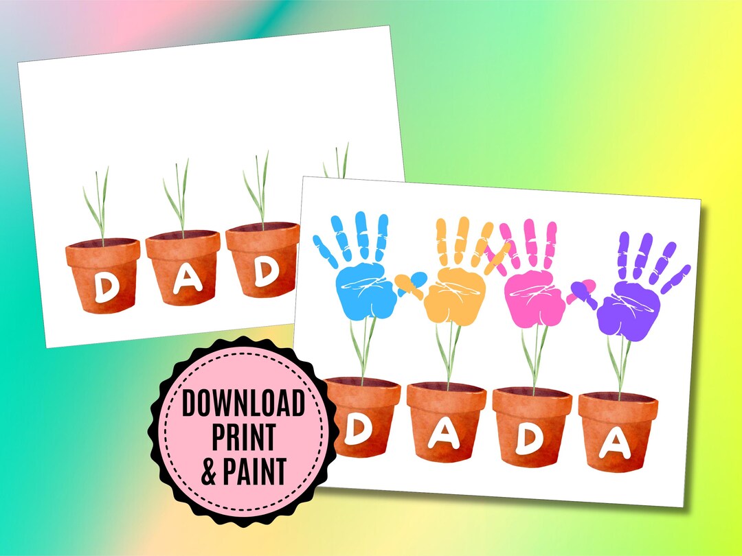 Printable Flower Pot Craft for Dad – DIY Handprint Gift – Kids Paint ...