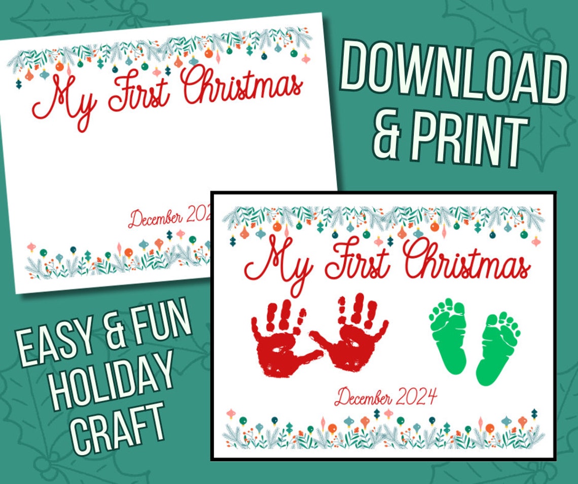 My First Christmas Handprint Footprint Art – Keepsake Craft (digital ...