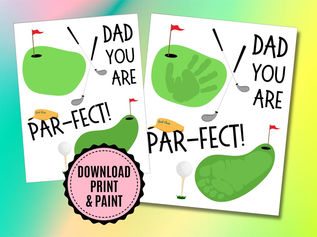 Father's Day Golf Handprint Art | Dad Par-fect Gift (instant Download ...