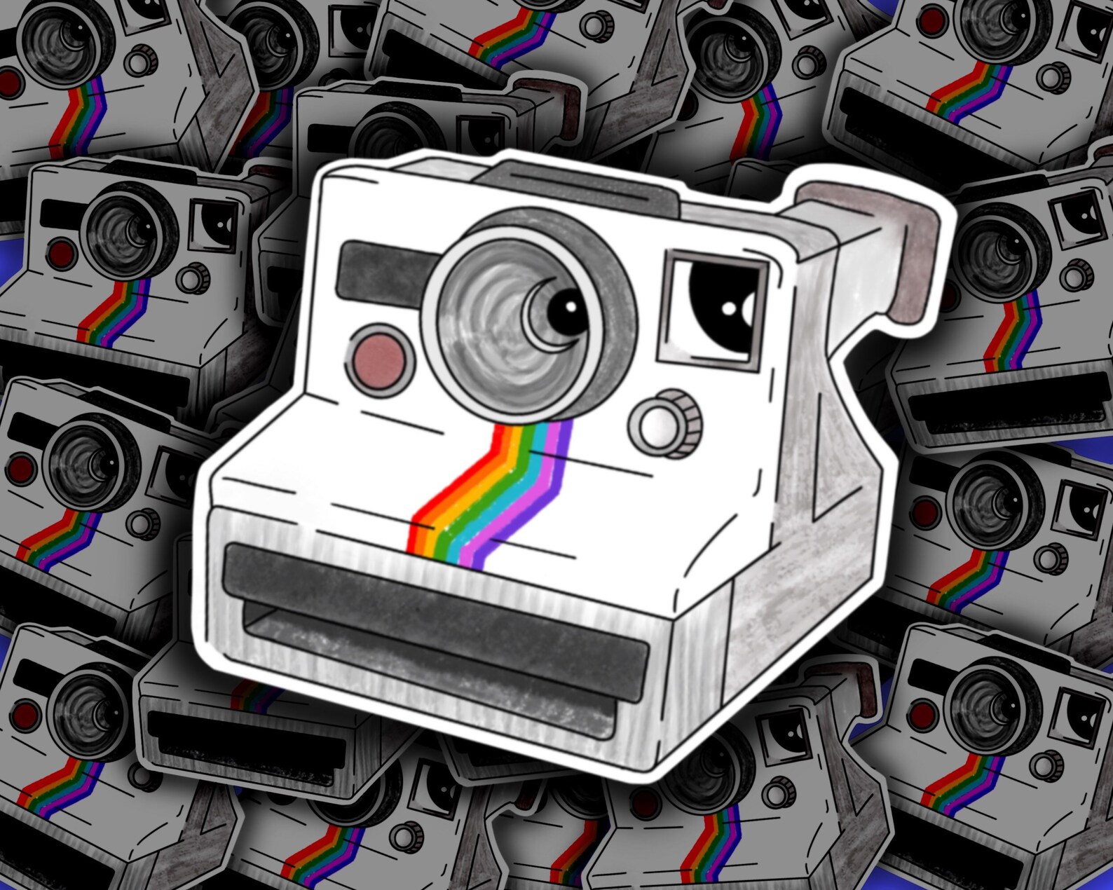 Sketch Polaroid Vinyl Sticker | Waterproof Laptop Decal - Etsy