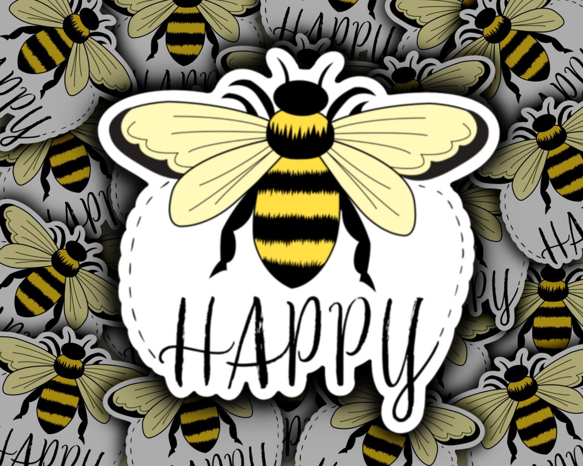 Bee Happy Vinyl Sticker Stickers for Hydroflask Laptop | Etsy