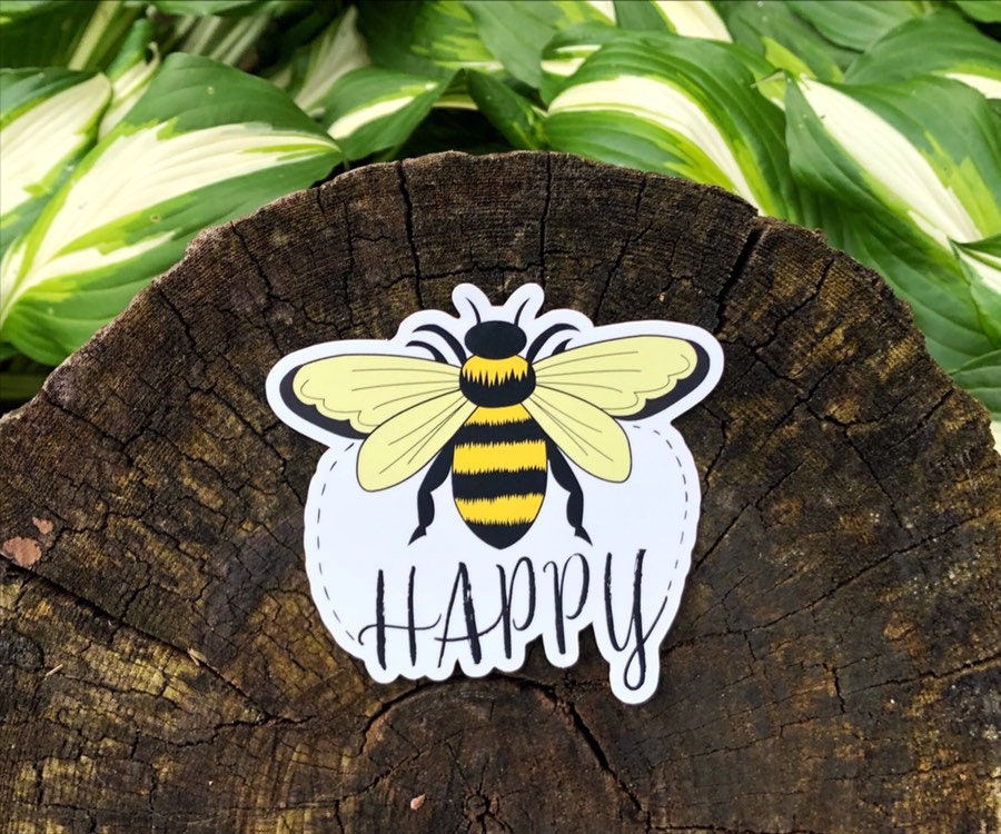 Bee Happy Vinyl Sticker Stickers for Hydroflask Laptop | Etsy