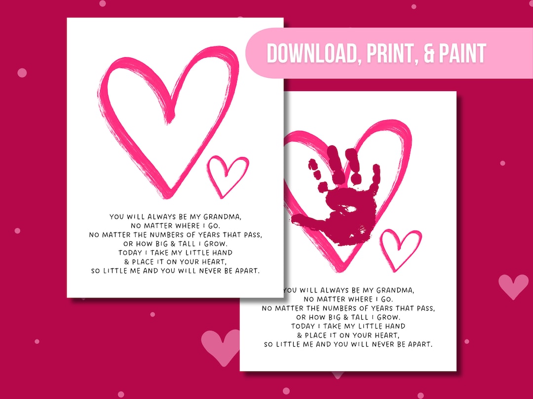 Grandma's Heart Printable - Download Print- Kids Craft - Gifts - Kids ...