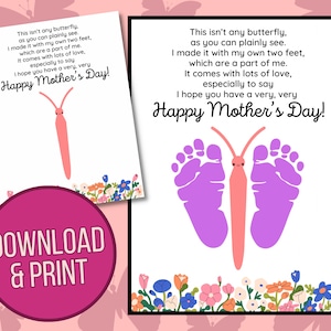 Mother's Day Butterfly Printable - Download Print - Kids Craft - Gifts ...