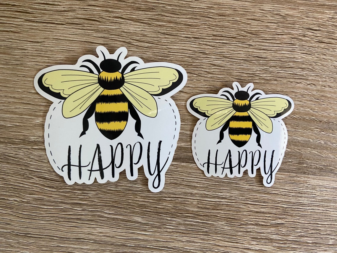 Bee Happy Vinyl Sticker Stickers for Hydroflask Laptop | Etsy