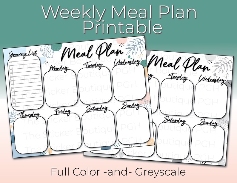 Meal Planner Printable Weekly Food Plan Meal Tracker Food - Etsy