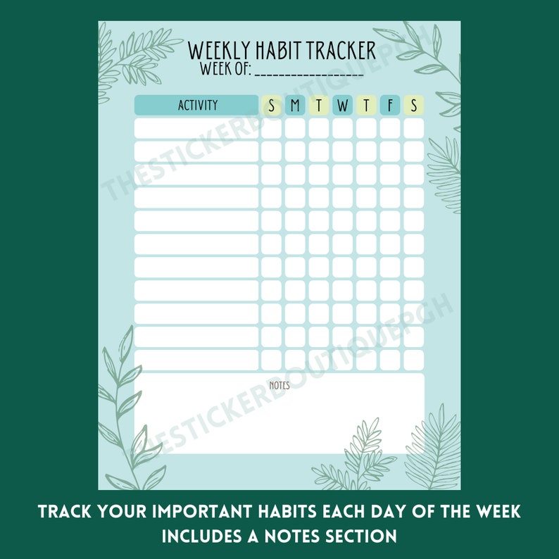 Monthly Habit Tracker, Printable Stationary (digital Download) - Etsy