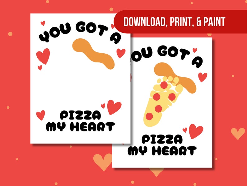 A Pizza My Heart Printable - Download Print - Valentine's Day - Kids ...