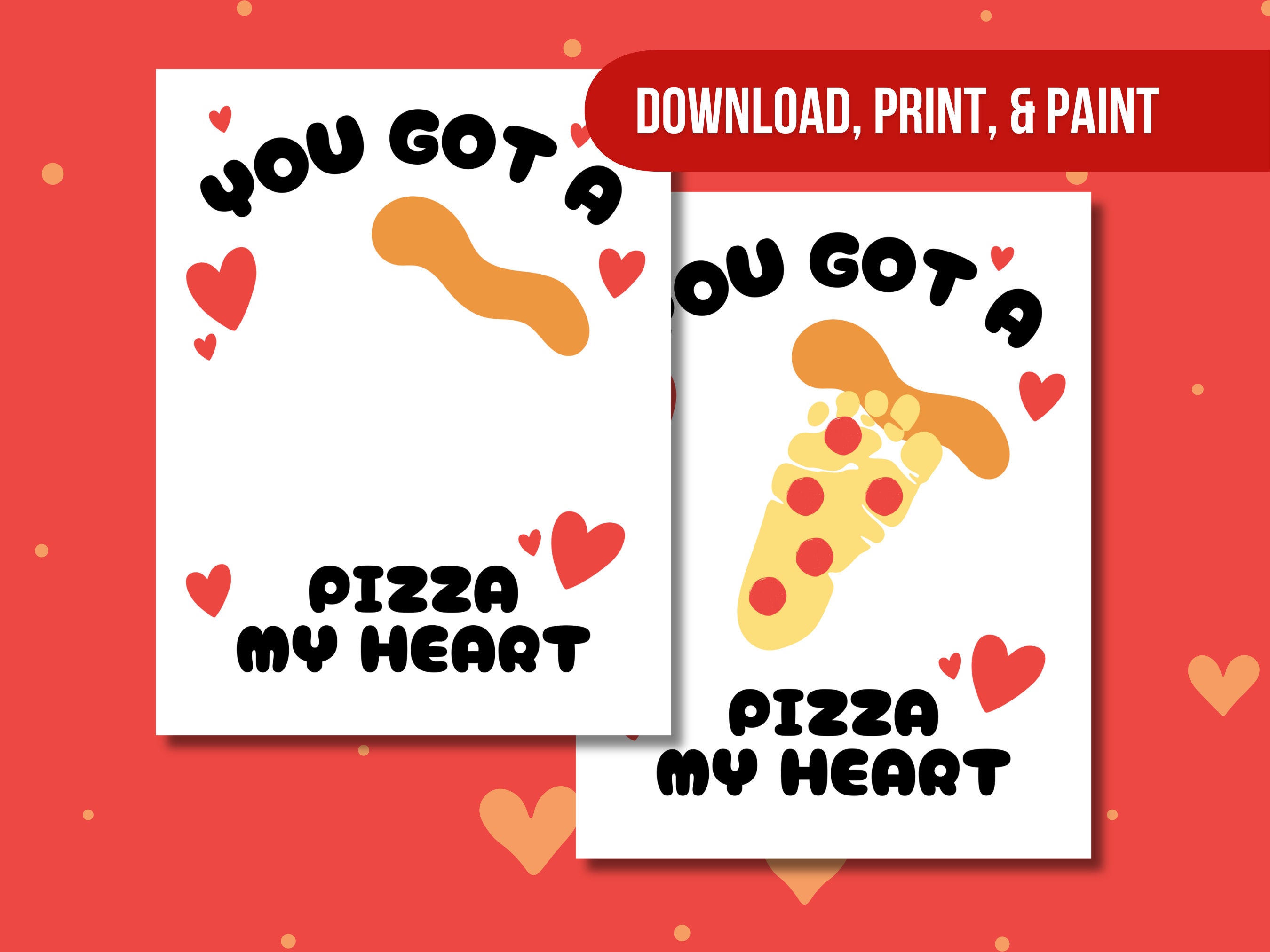 A Pizza My Heart Printable - Download Print - Valentine's Day - Kids ...