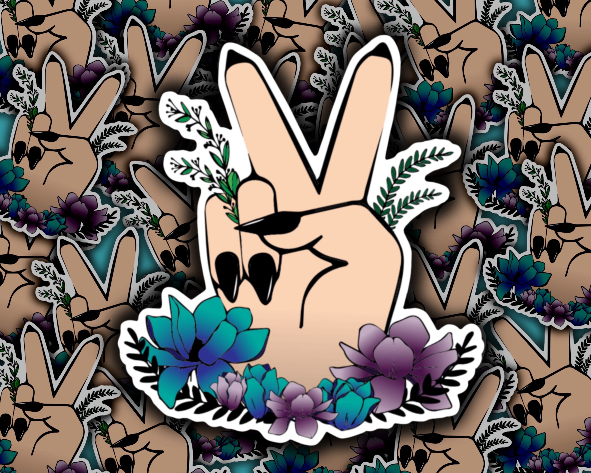 Peace and Flowers Vinyl Sticker | Stickers for Hydroflask | Laptop ...