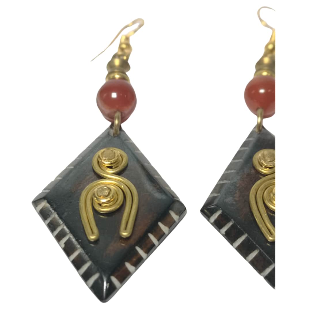 Diamond Kenyan Earring, Diamond Shape Earrings, Bone Earrings, Ethnic ...