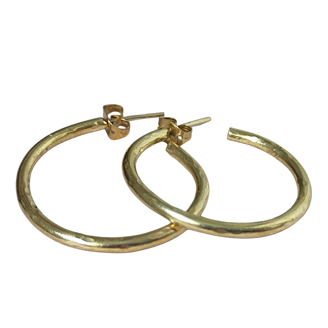Hammered Brass Hoop Earrings, Hand Made African Brass Earrings, Fair ...