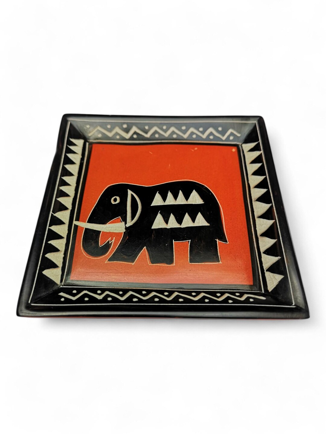 Small 4" Diameter Square Dish, Hand Carved Soapstone, Elephant Tray ...