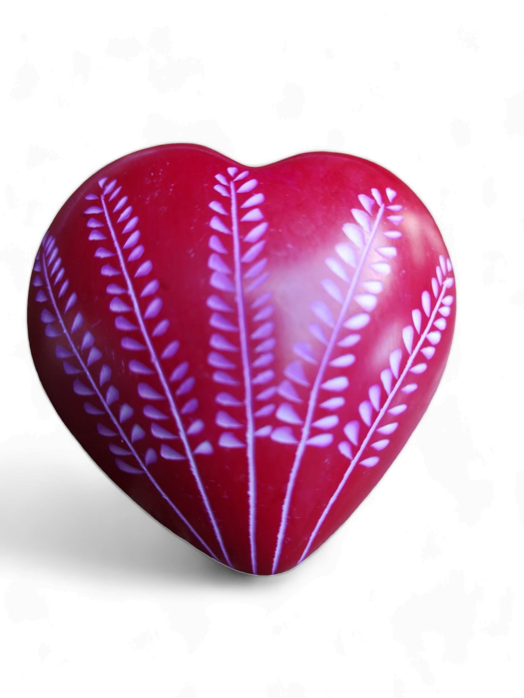 Pair of Large Flower Engraved Soapstone Heart, Pair of Soapstone Hearts ...