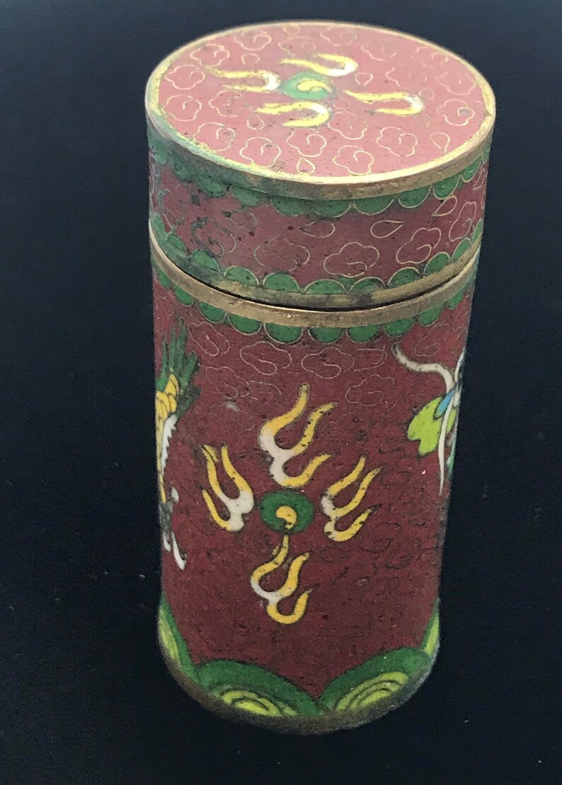 Vintage Enamel Cloisonné Tobacco Snuff Box ~ Dragon Ethnic Design - Etsy