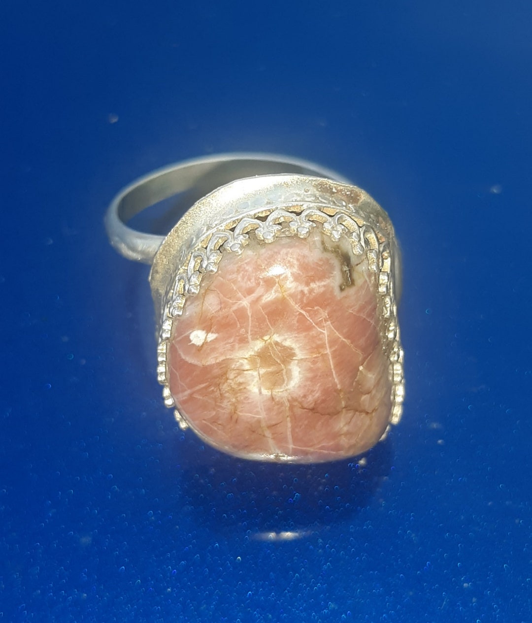 Pink Prehnite Nodule From Keweenaw Size 10 Finger Ring Set in Sterling ...