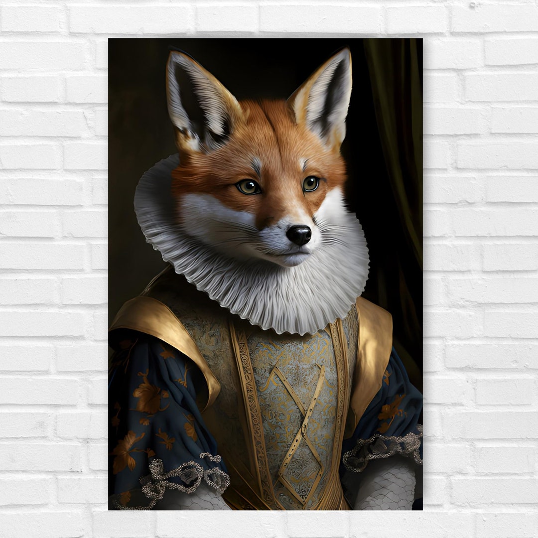 Royal Fox, AI Art, Wall Art, AI Generated Art, Digital Art Print ...