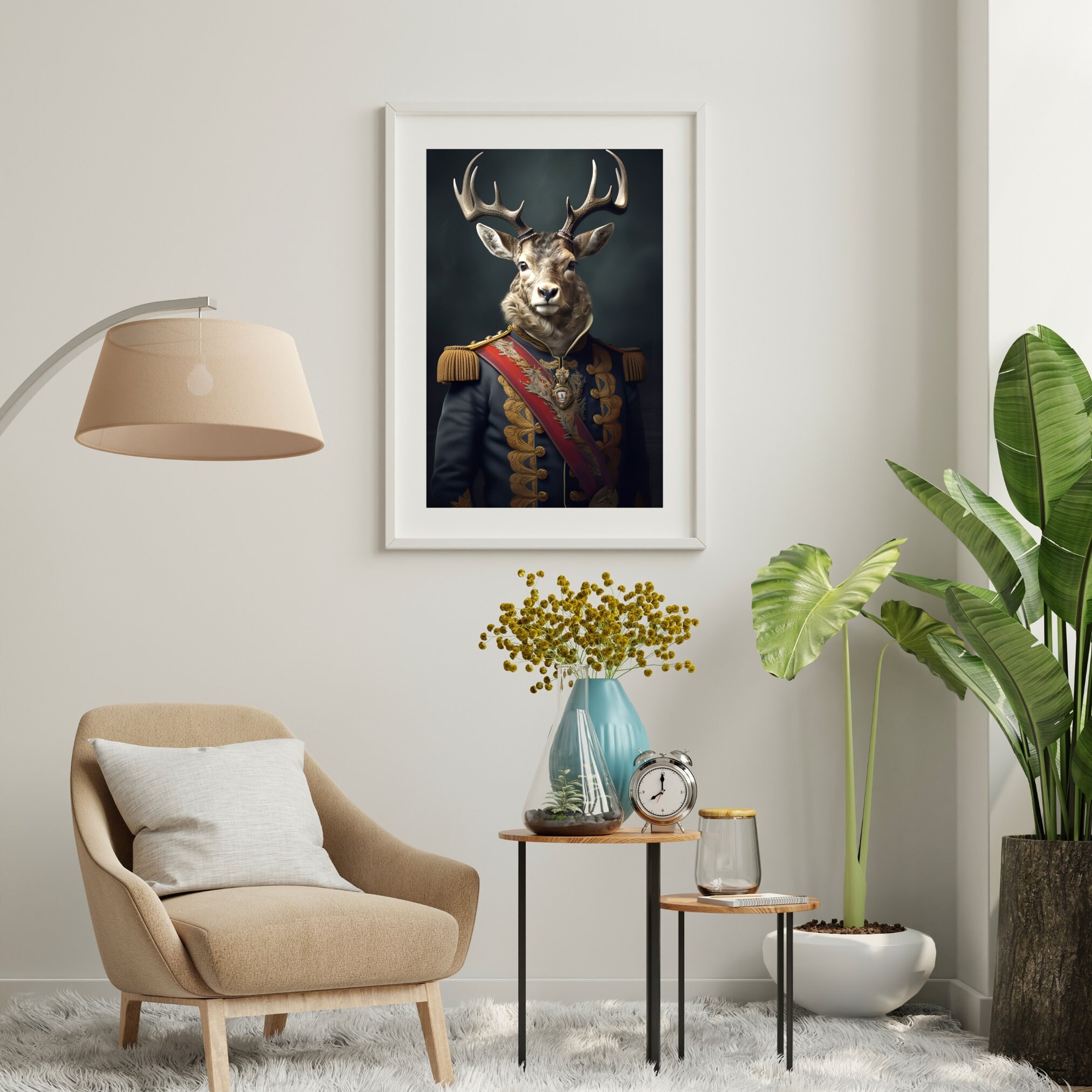 Brigadier Stag, Military, AI Art, Wall Art, AI Generated Art, Digital ...