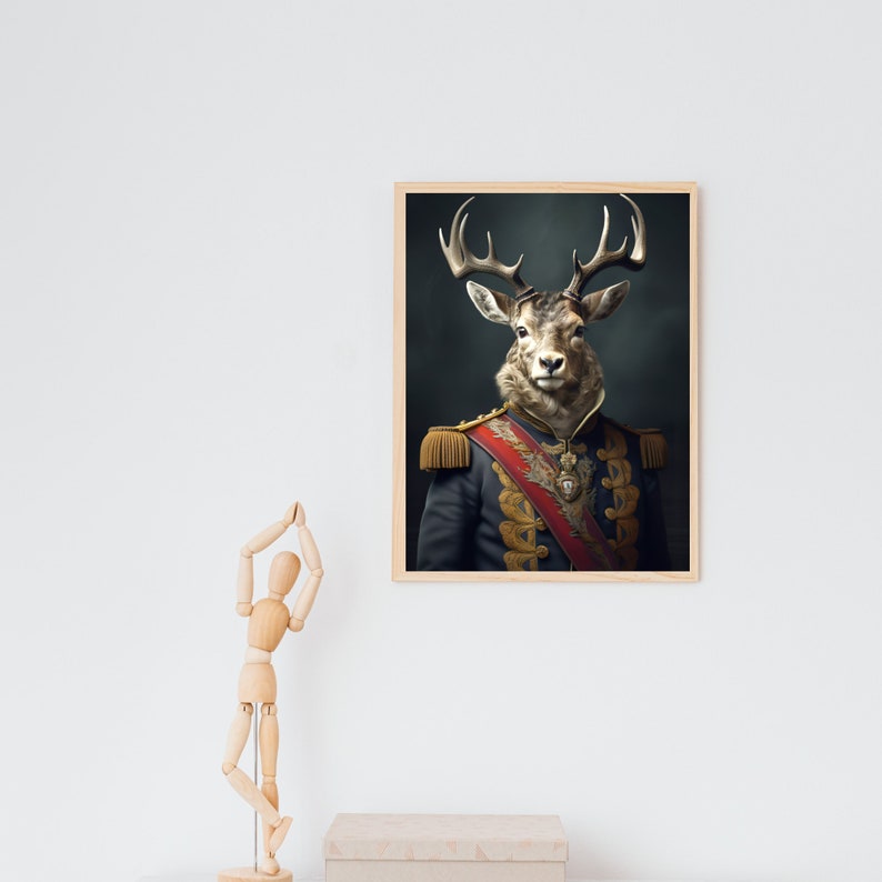 Brigadier Stag, Military, AI Art, Wall Art, AI Generated Art, Digital ...