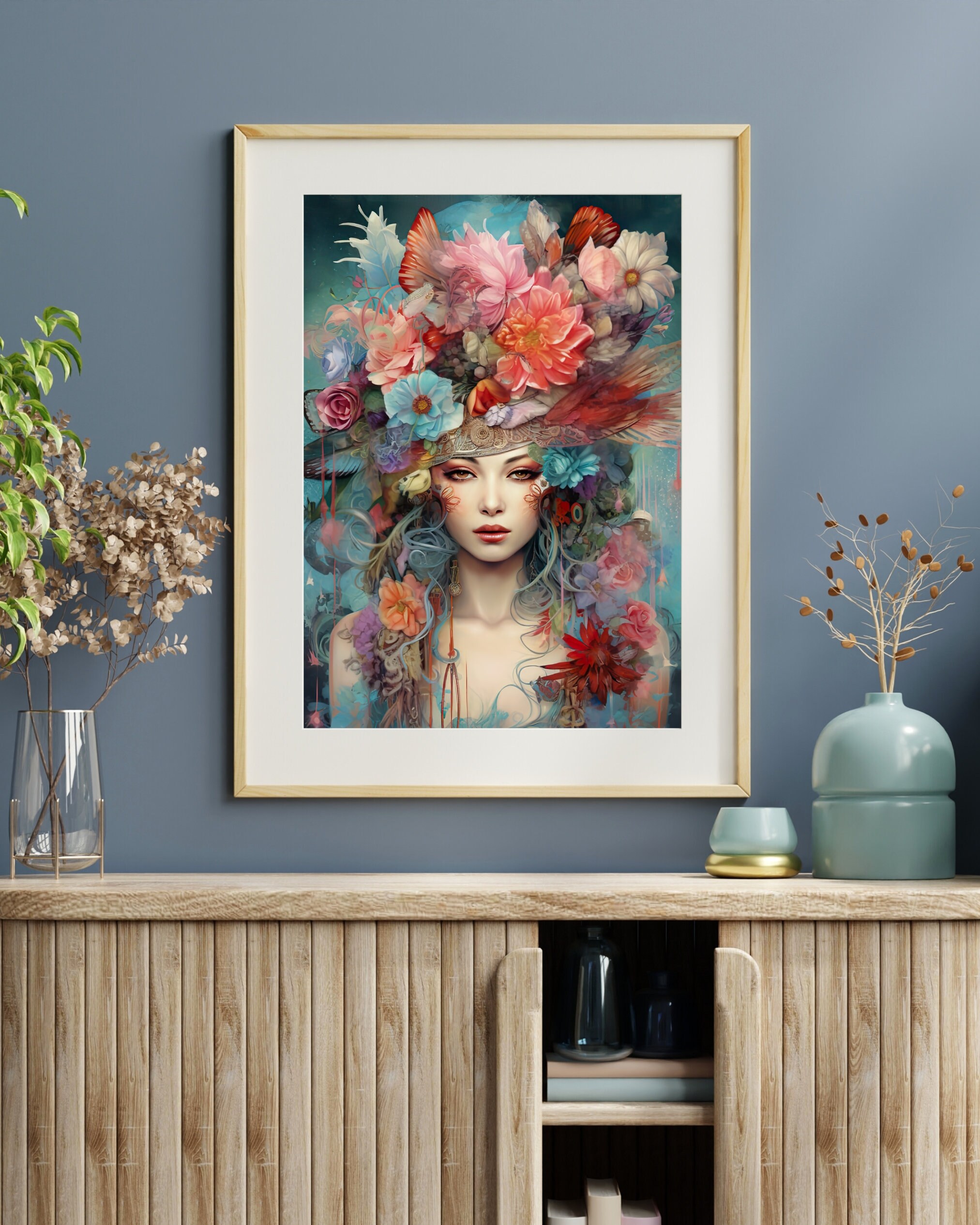Boho Woman, AI Art, Wall Art, AI Generated Art, Digital Art Print ...