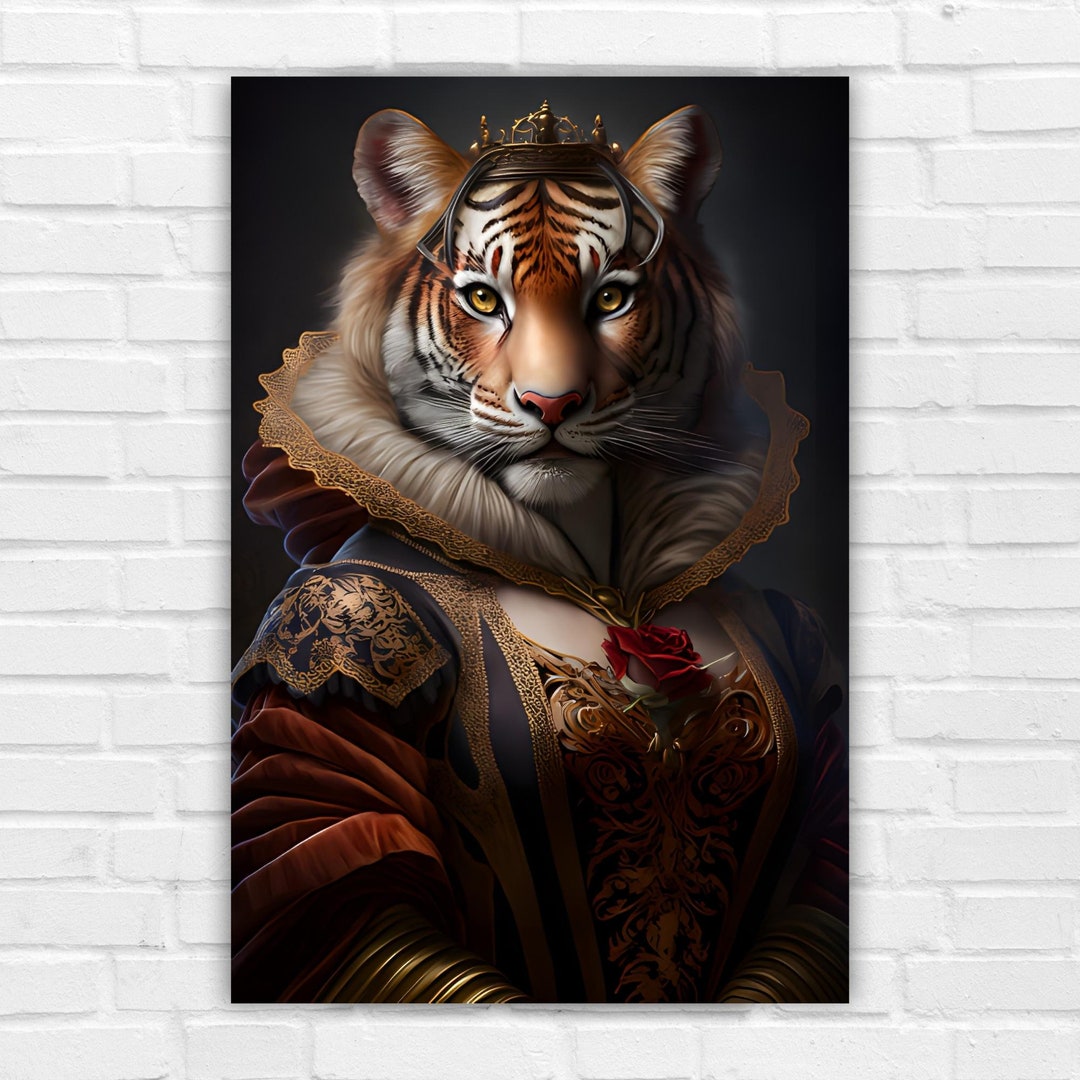 Queen Tiger, AI Art, Wall Art, AI Generated Art, Digital Art Print ...