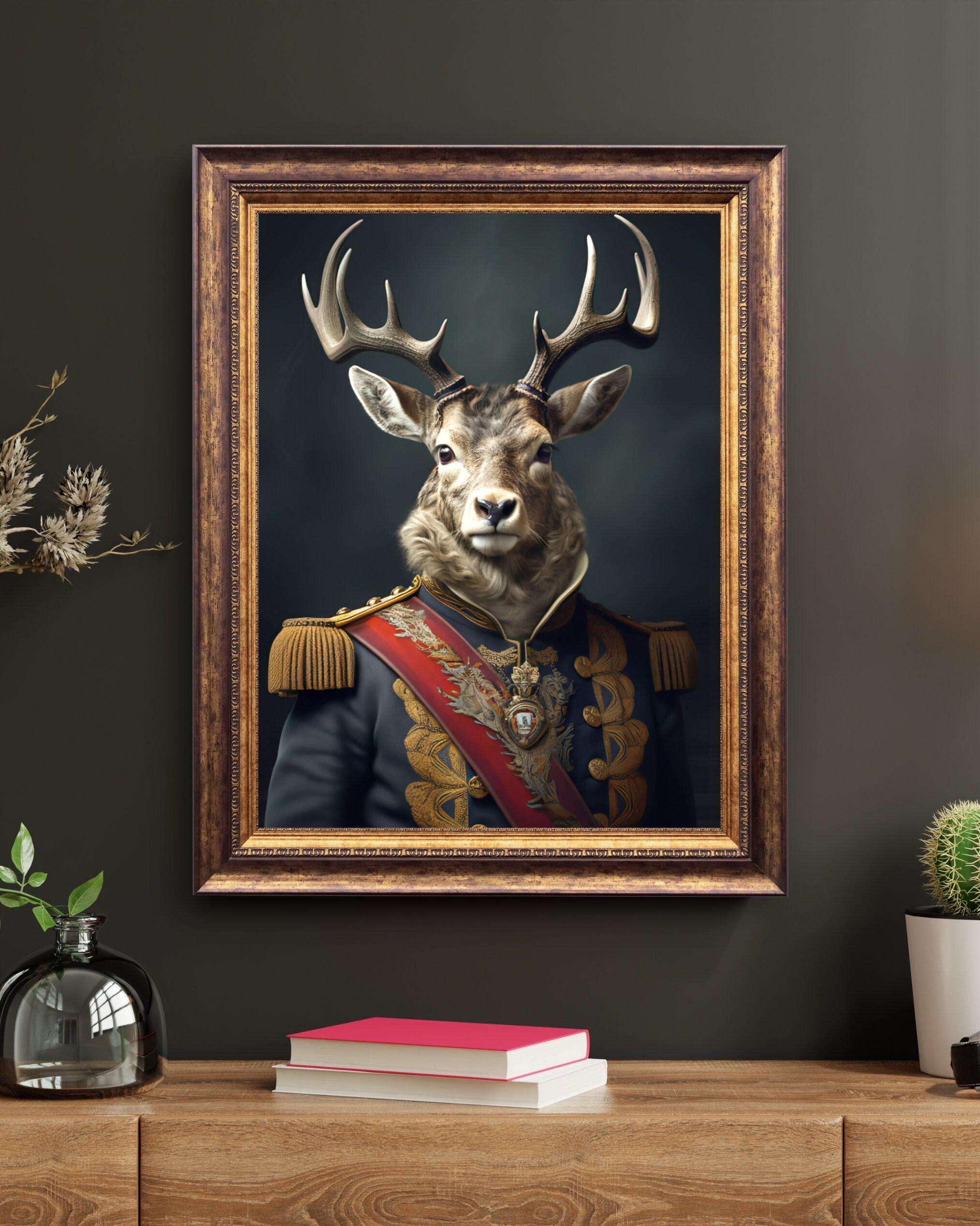 Brigadier Stag, Military, AI Art, Wall Art, AI Generated Art, Digital ...