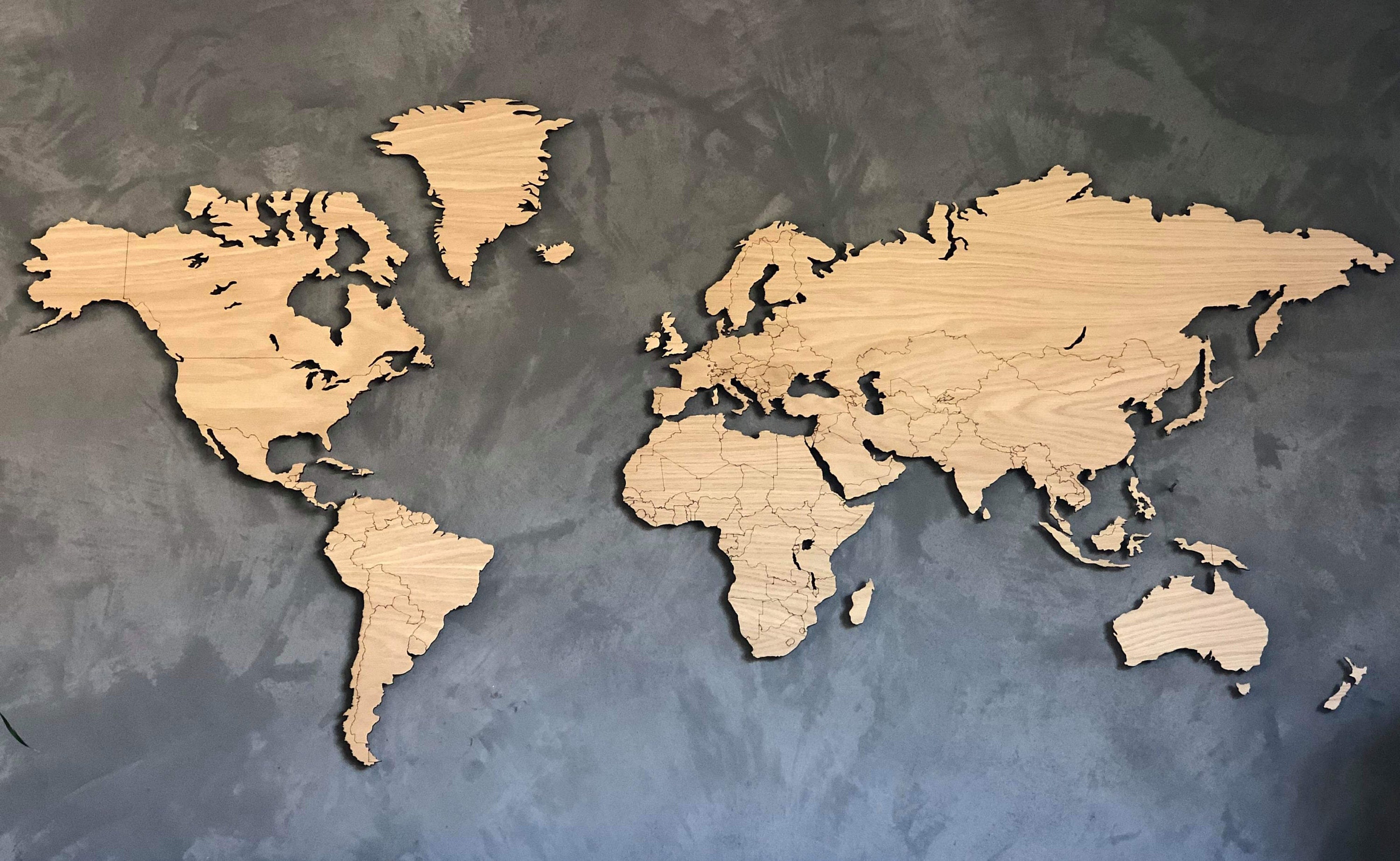Wooden World Map Oak - Etsy
