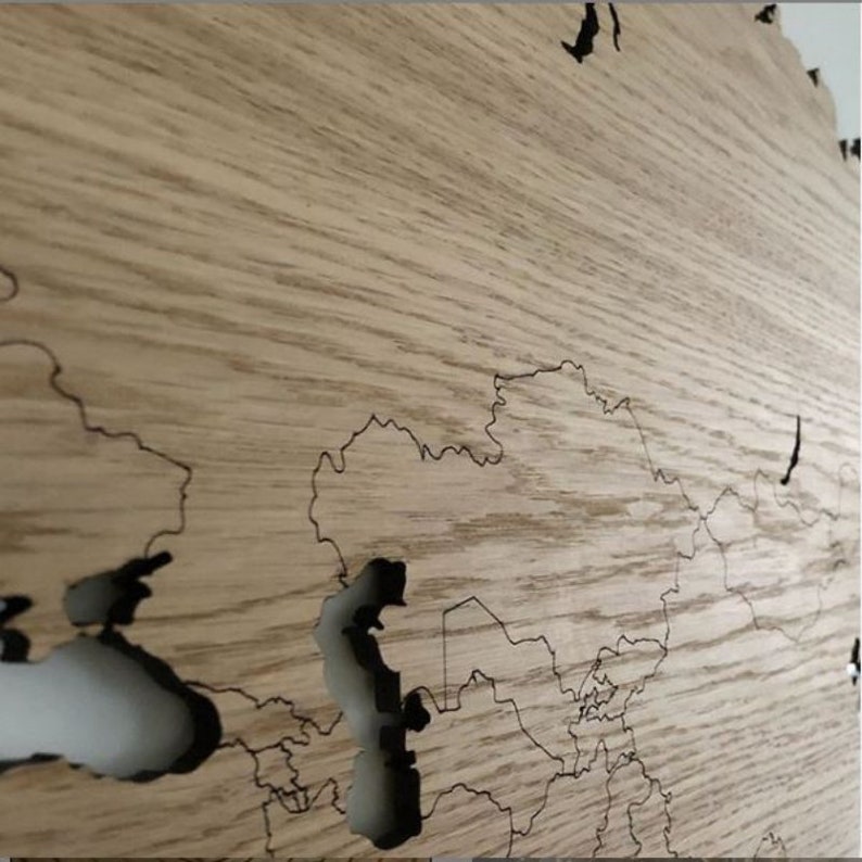Wooden World Map Oak - Etsy