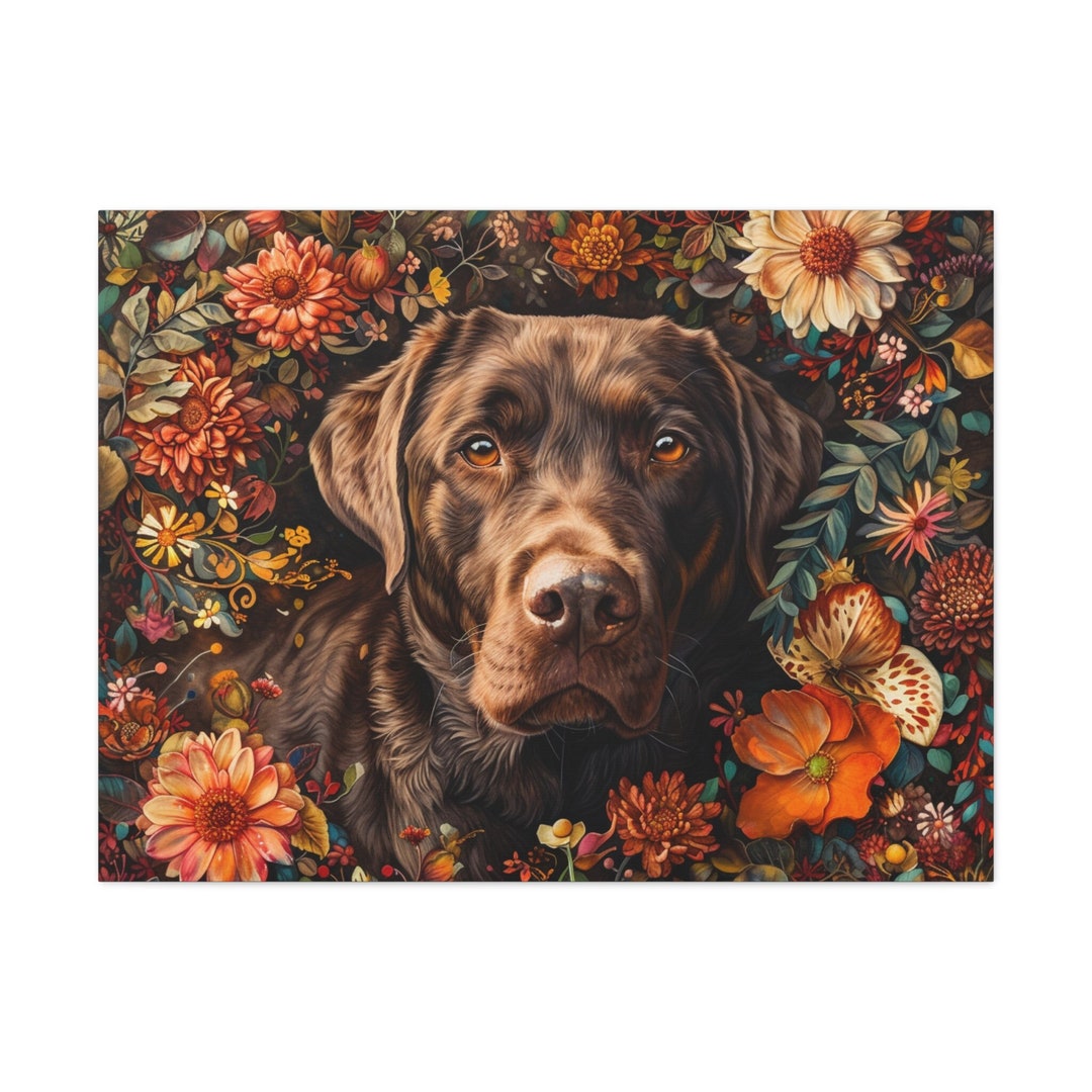 Floral Art Chocolate Lab Wall Art, Dog Lover Gift, Dog Mom Gift ...