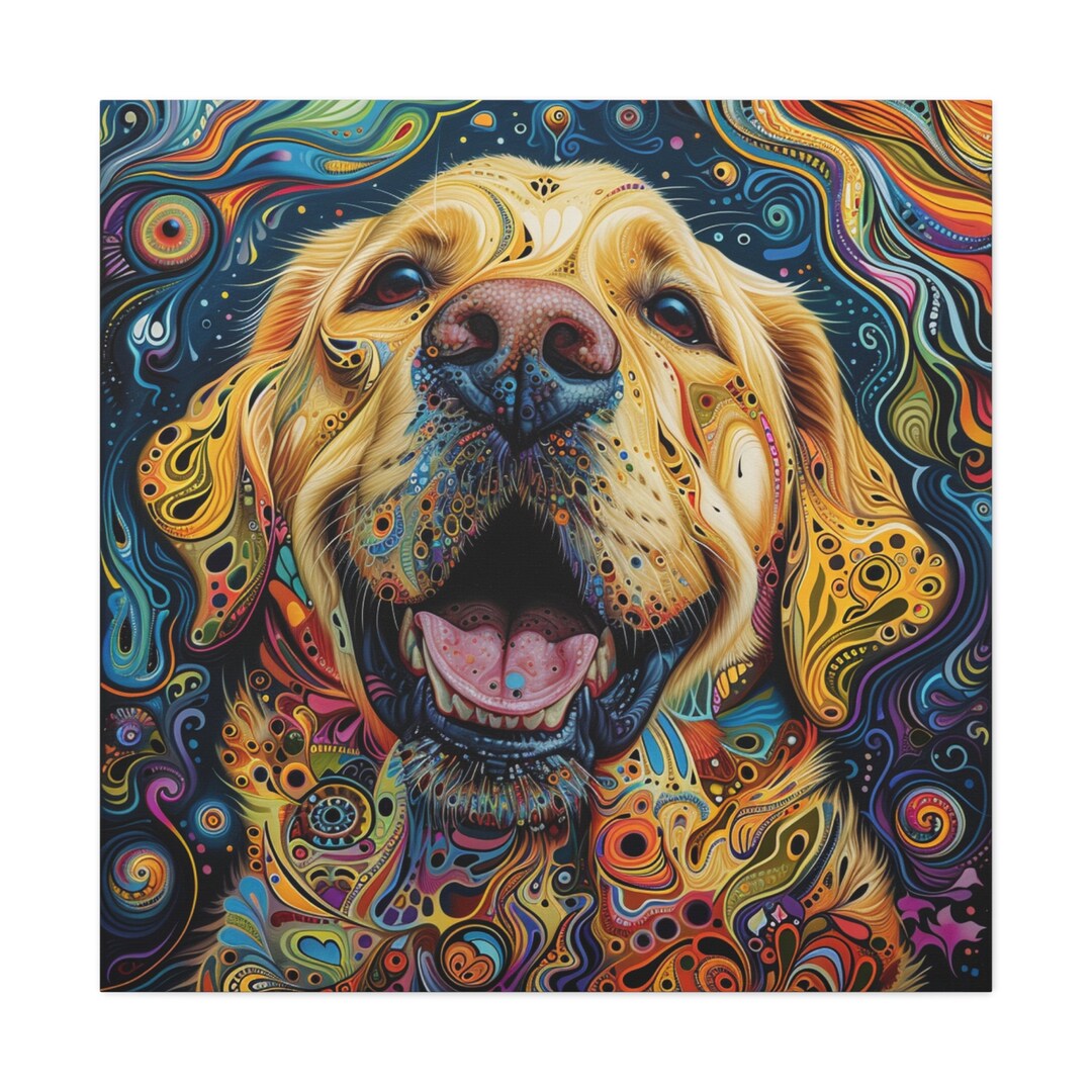 Yellow Labrador Retriever Dog Aesthetic Abstract Print Colorful Canvas ...