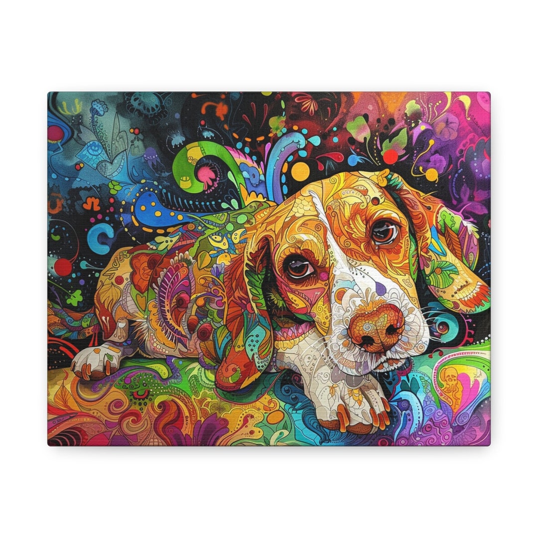 Groovy Beagle Dog Wall Art, Beagle Dog Lover Gift, Dog Mom Gift ...