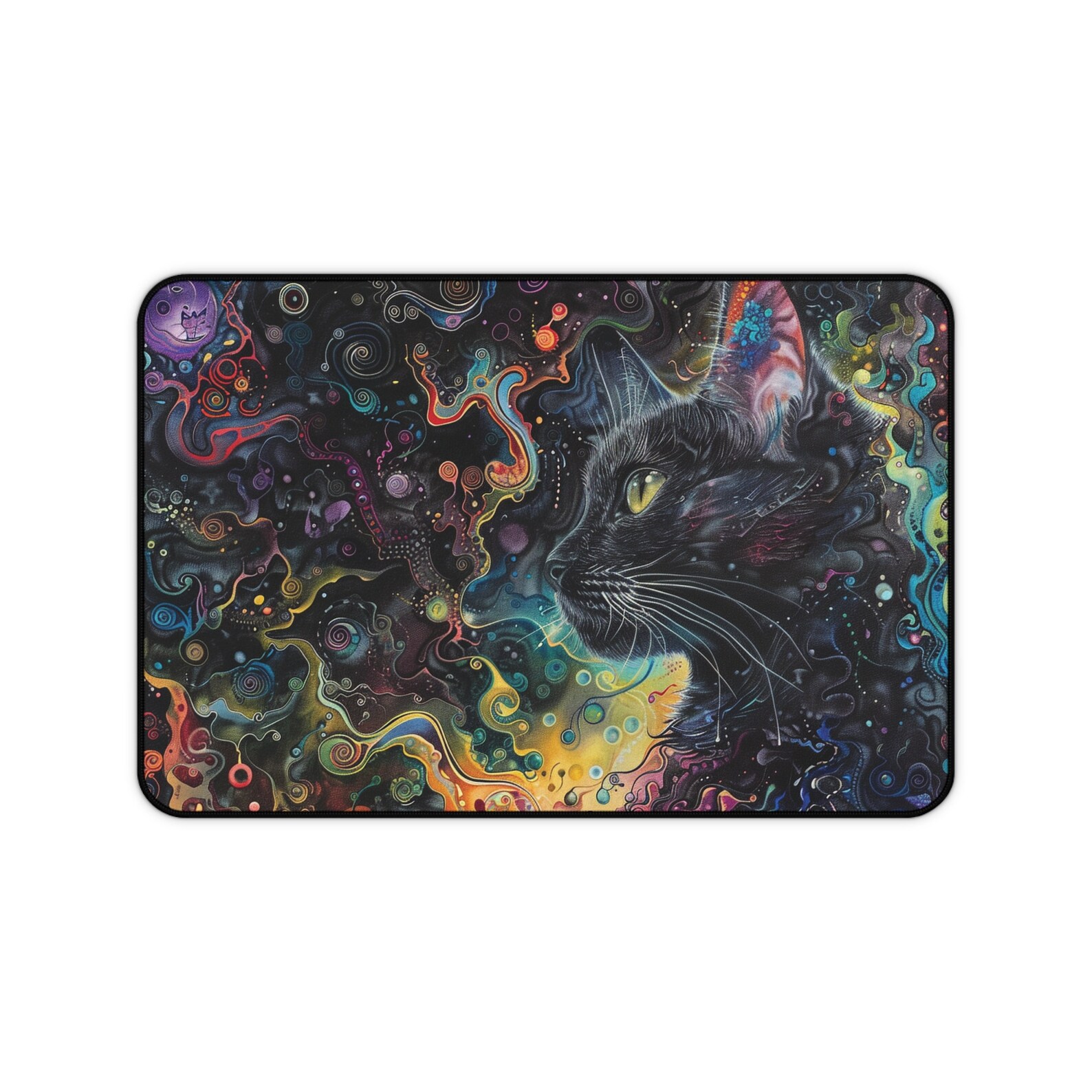 Black Cat Rainbow Pop Art Desk Mat, Extended Mouse Pad, Gaming Desk Mat ...