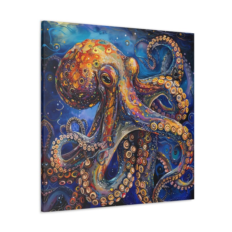 Octopus Aesthetic Abstract Art Print Canvas Wrap Colorful Boho Wall Art ...