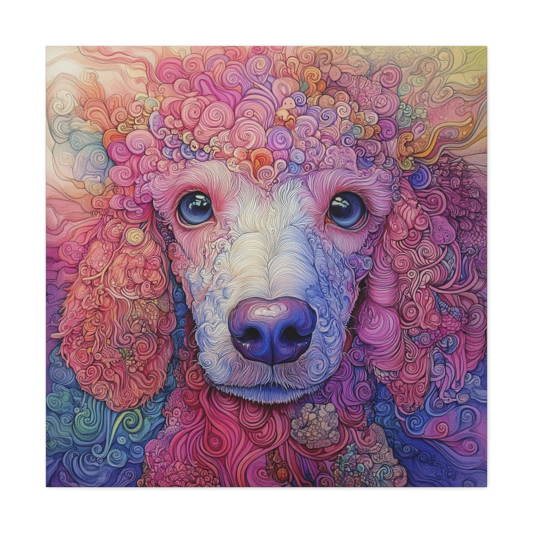 Boho Standard Poodle Canvas Print: Abstract Dog Art, Colorful Home ...