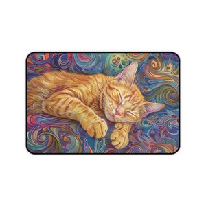 Rainbow Orange Tabby Cat Pop Art Desk Mat, Extended Mouse Pad, Gaming ...