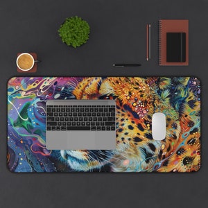 Rainbow Pop Art Cheetah Desk Mat, Extended Mouse Pad, Gaming Desk Mat ...