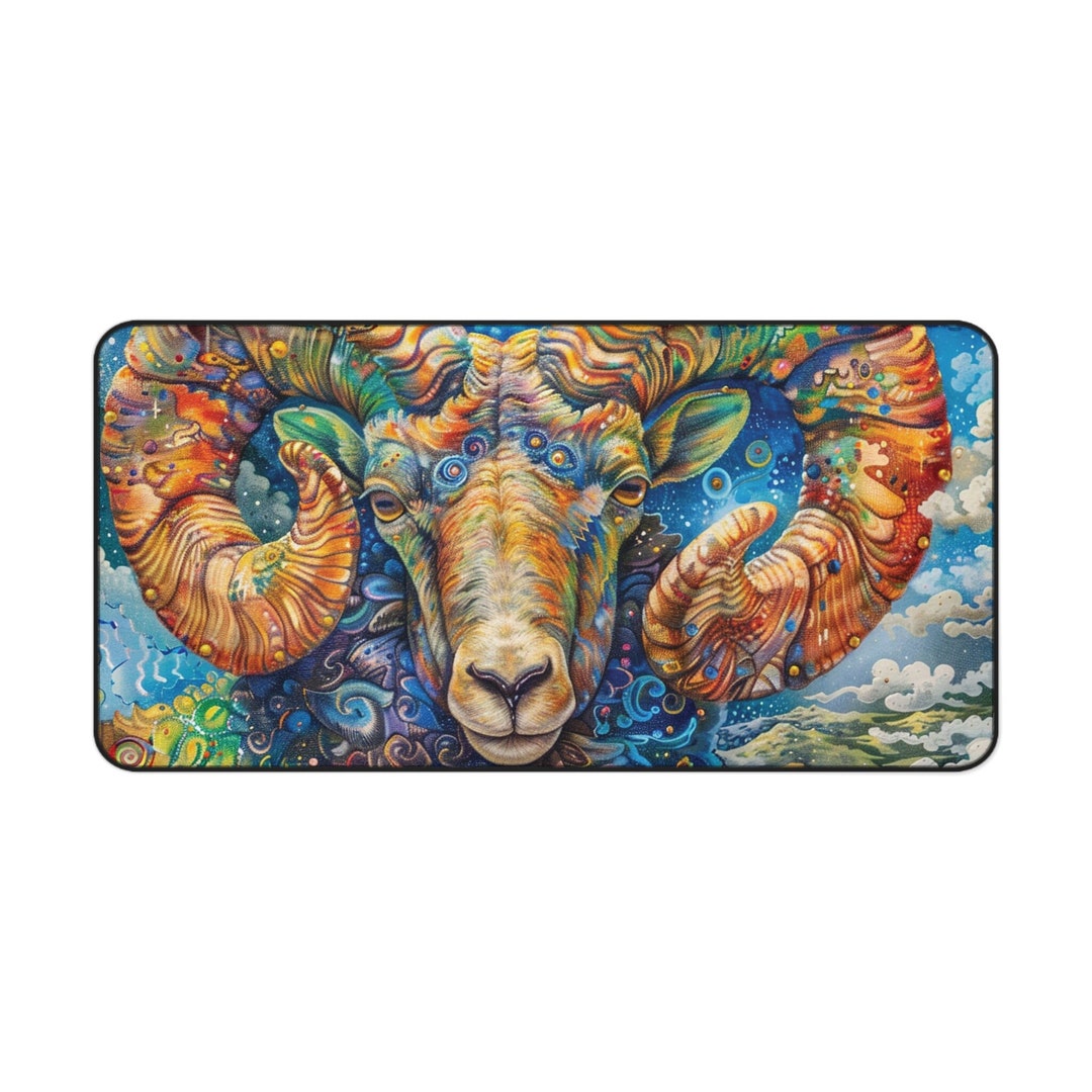 Rainbow Ram Sheep Pop Art Desk Mat, Extended Mouse Pad, Gaming Desk Mat ...