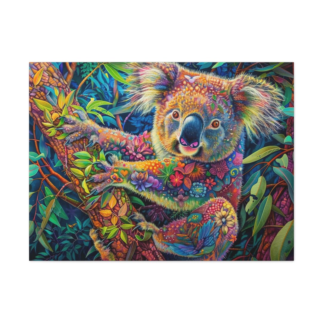 Pop Art Rainbow Boho Koala Bear Painting Gallery Wrap Canvas Wall Art ...