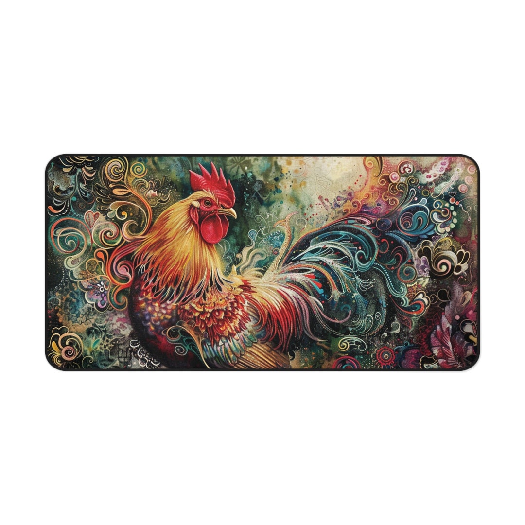 Rainbow Pop Art Rooster Desk Mat, Extended Mouse Pad, Gaming Desk Mat ...